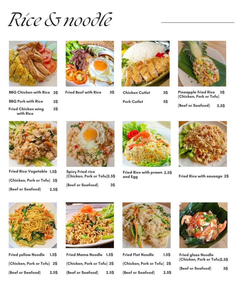 All Menu - Nick Restaurant Khmer & Western Cuisine Near Pub Street ...